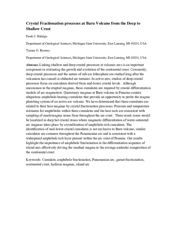 (PDF) Crystal fractionation processes at Baru volcano from the deep to ...