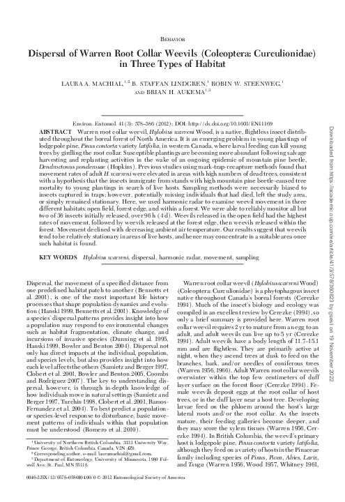 (PDF) Dispersal of Warren Root Collar Weevils (Coleoptera ...