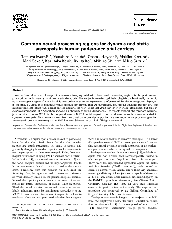 (PDF) Common neural processing regions for dynamic and static ...