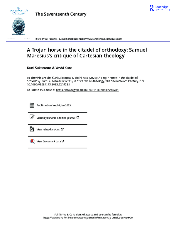 (PDF) A Trojan Horse in the Citadel of Orthodoxy: Samuel Maresius's ...