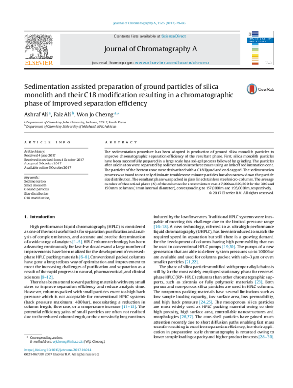 (PDF) Sedimentation Method for Efficient Silica C18 Phase