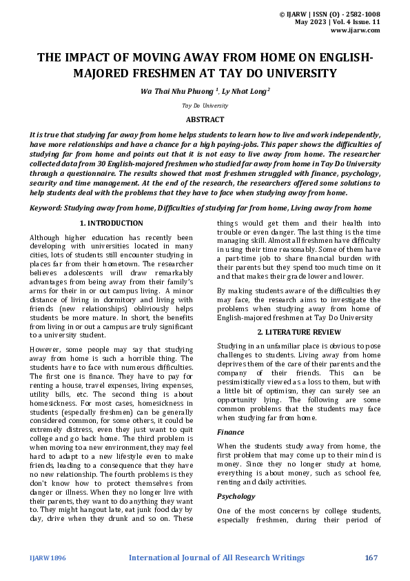 (PDF) THE IMPACT OF MOVING AWAY FROM HOME ON ENGLISH-MAJORED FRESHMEN ...