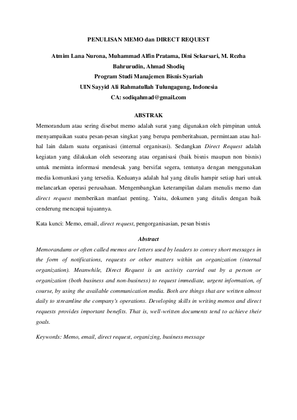 (PDF) PENULISAN MEMO dan DIRECT REQUEST