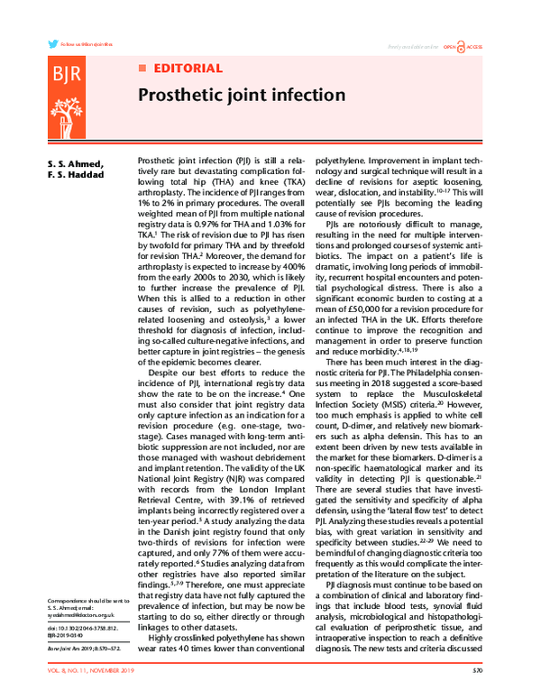 (PDF) Prosthetic joint infection