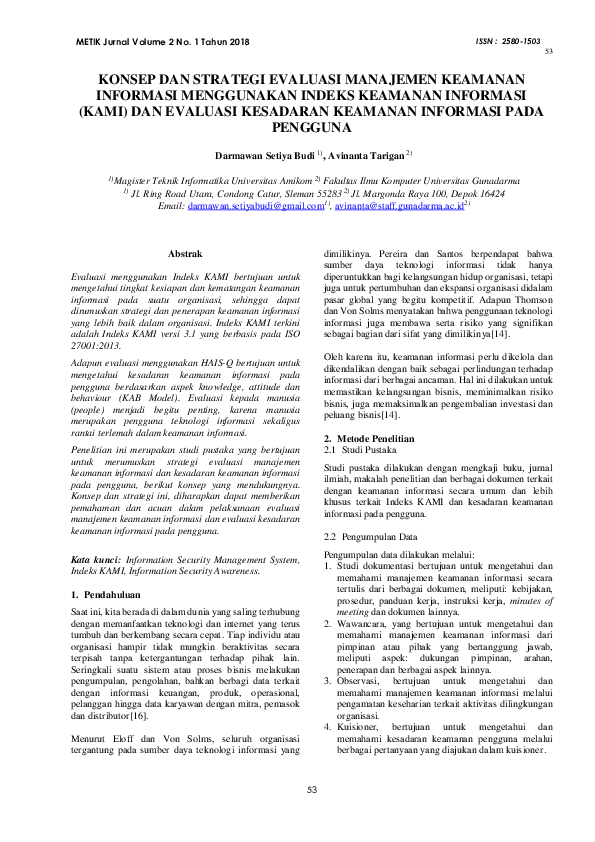 (PDF) Konsep Dan Strategi Evaluasi Manajemen Keamanan Informasi Menggunakan Indeks Keamanan ...