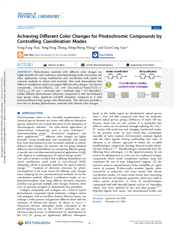 (PDF) Achieving Different Color Changes for Photochromic Compounds by ...