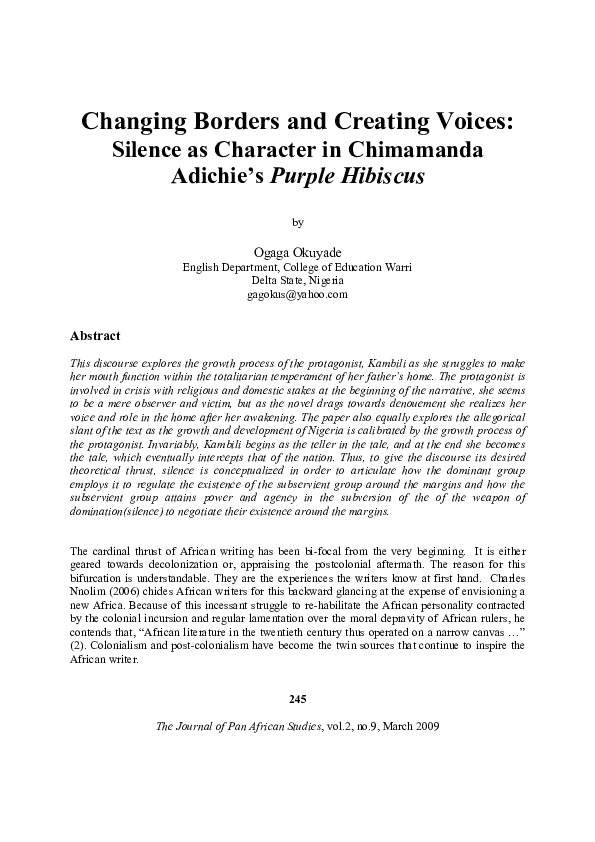 (PDF) Changing Borders and Creating Voices: Silence as Character in ...