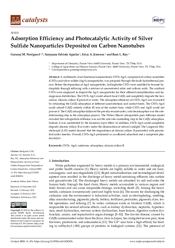 (PDF) Adsorption Efficiency and Photocatalytic Activity of Silver ...
