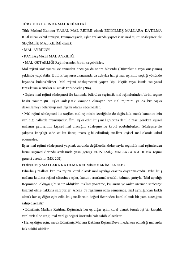 (PDF) Aile Hukuku - Mal Rejimleri