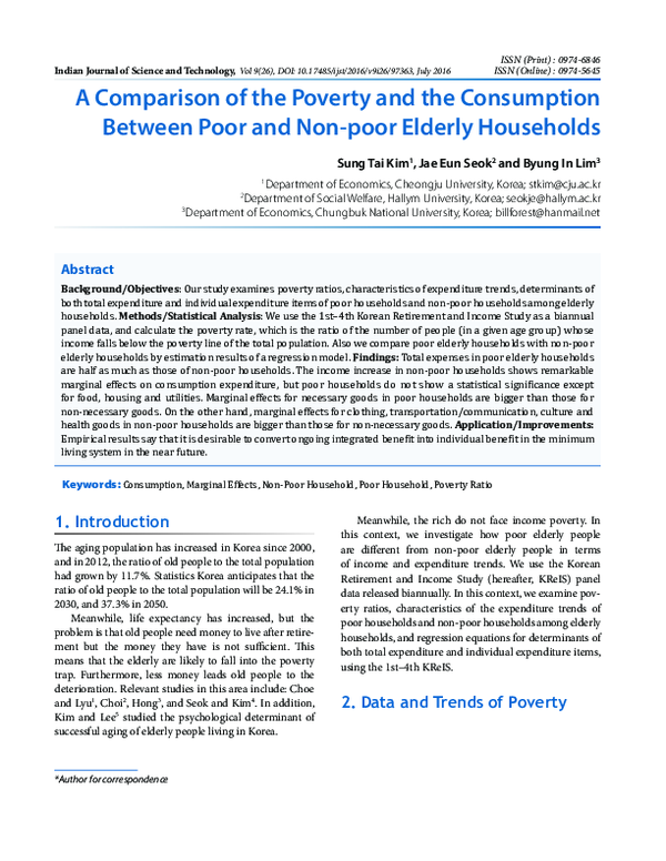(PDF) A Comparison of the Poverty and the Consumption Between Poor and ...