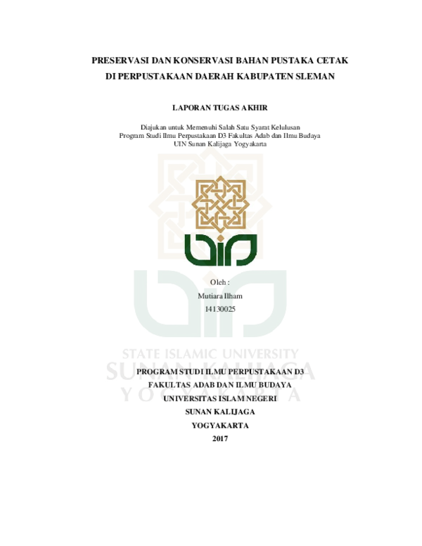 (PDF) Preservasi Dan Konservasi Bahan Pustaka Cetakdi Perpustakaan ...