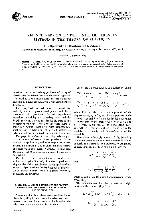 (PDF) Refined version of the finite differences method in the theory of ...