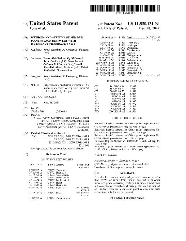 (PDF) US Patent - Methods and Systems of Sub-Dew Point Sulfur Recovery ...