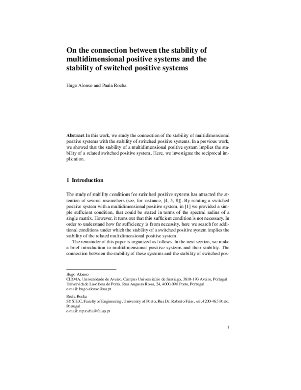 (PDF) On the Connection Between the Stability of Multidimensional ...