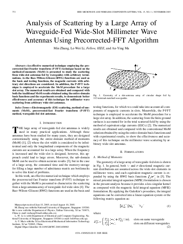 (PDF) Analysis of scattering by a large array of waveguide-fed wide-slot millimeter wave ...