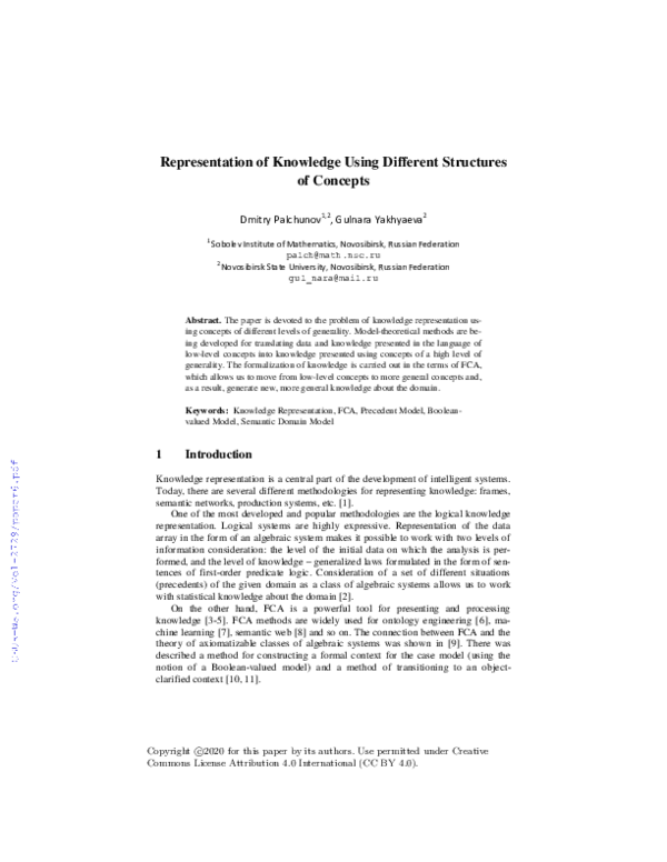 (PDF) Representation of Knowledge Using Different Structures of Concepts