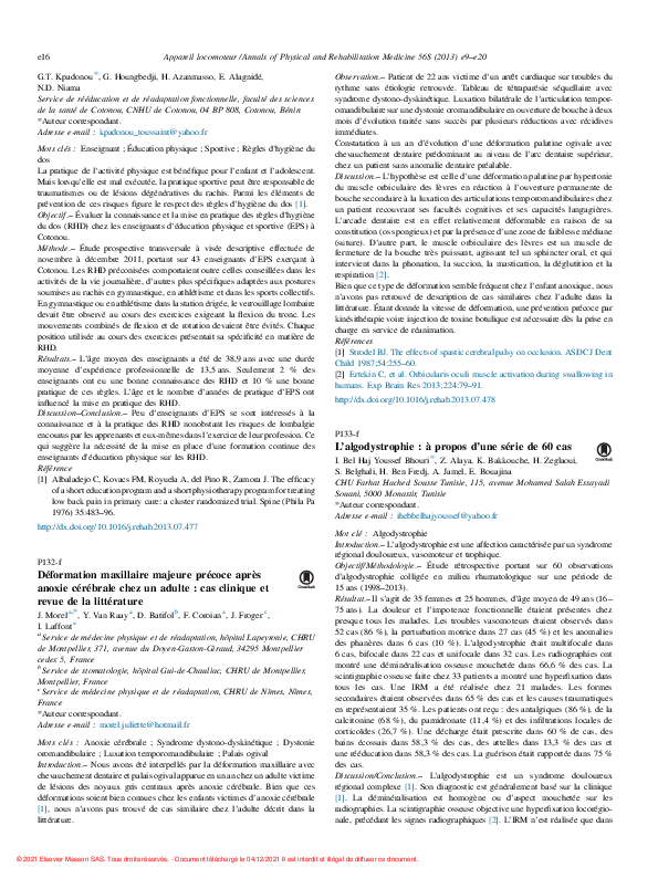 (PDF) L’algodystrophie : à propos d’une série de 60 cas