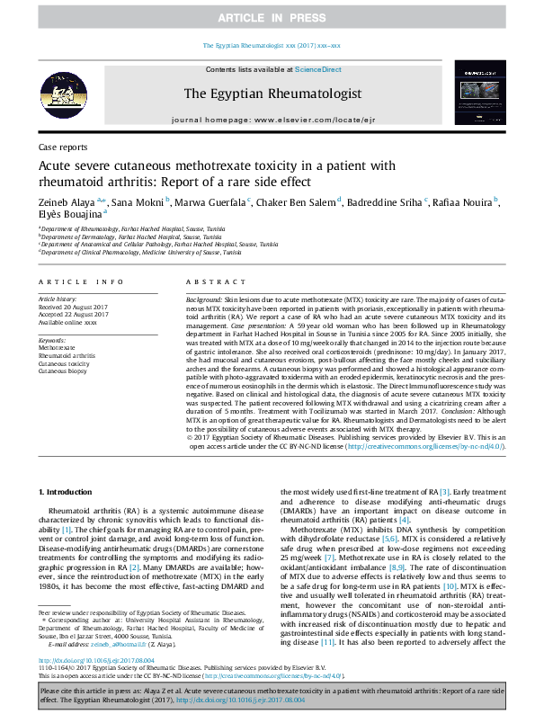 (PDF) Acute severe cutaneous methotrexate toxicity in a patient with ...