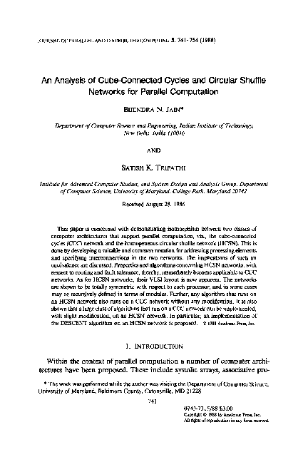 Pdf An Analysis Of Cube Connected Cycles And Circular Shuffle Networks For Parallel Computation
