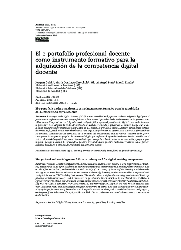 (PDF) El e-portafolio profesional docente como instrumento formativo ... (PDF) El e-portafolio profesional docente como instrumento formativo ...