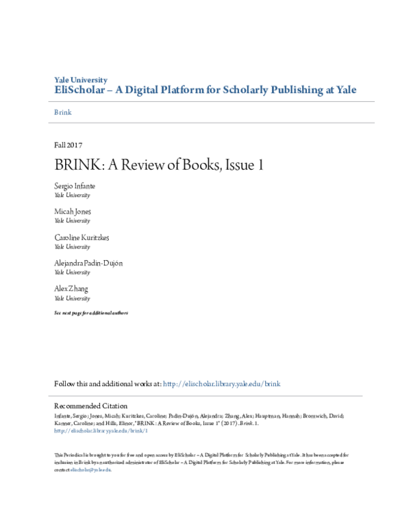 (PDF) BRINK: A Review of Books, Issue 1
