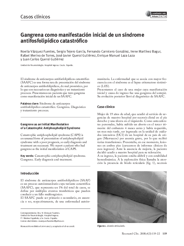 (PDF) Gangrena como manifestación inicial de un síndrome ...