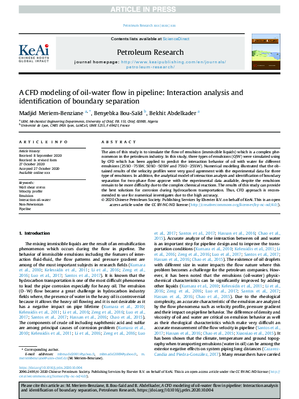 (PDF) A CFD modeling of oil-water flow in pipeline: Interaction ...
