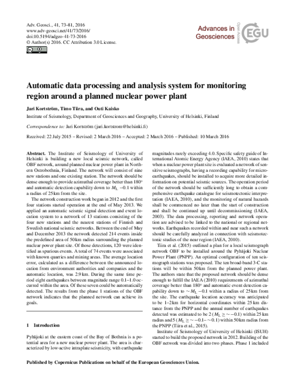 (PDF) Automatic data processing and analysis system for monitoring region around a planned ...