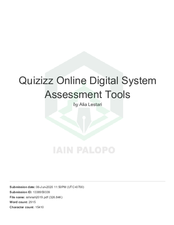 (PDF) Quizizz Online Digital System Assessment Tools