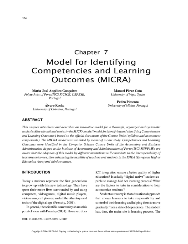 (PDF) Model for Identifying Competencies and Learning Outcomes (MICRA)
