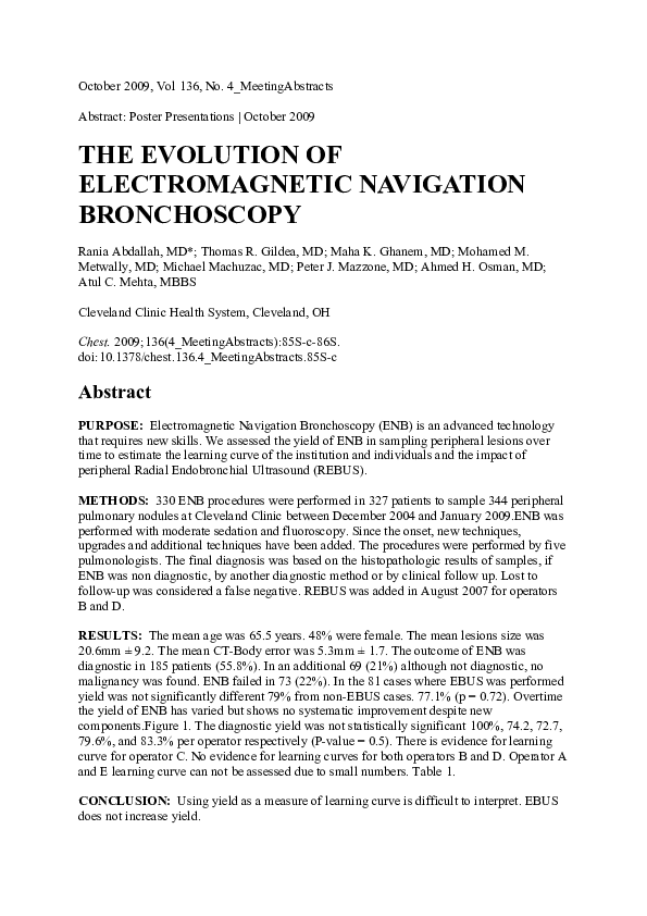 Pdf The Evolution Of Electromagnetic Navigation Bronchoscopy