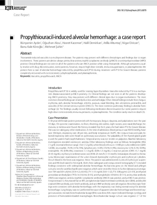 (PDF) Propylthiouracil-induced alveolar hemorrhage: a case report ...