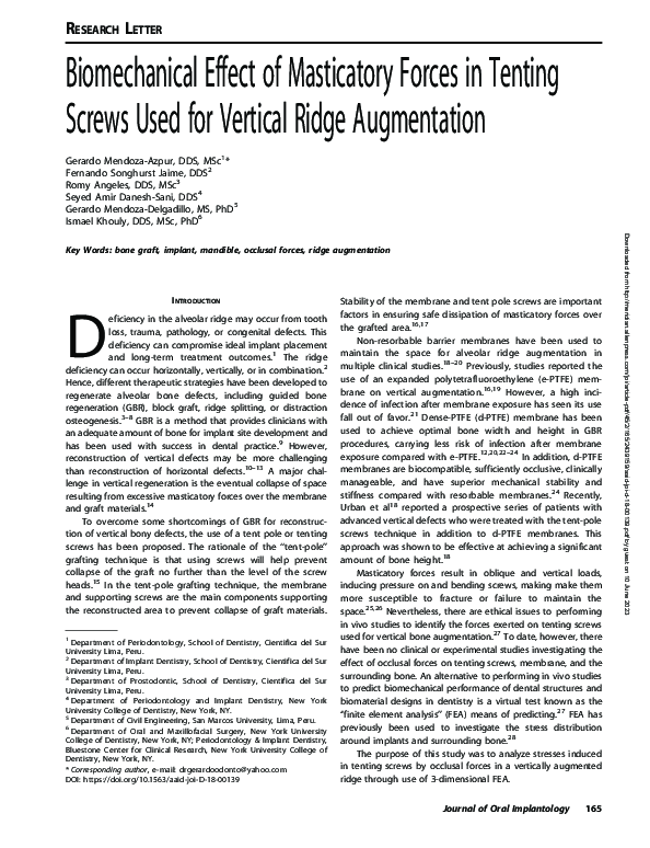 (PDF) Biomechanical Effect of Masticatory Forces in Tenting Screws Used ...