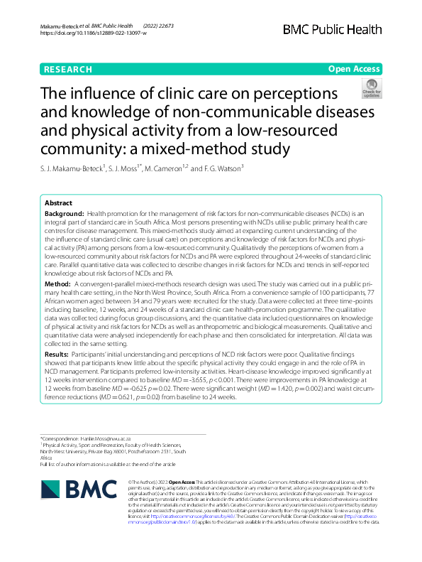 (PDF) The influence of clinic care on perceptions and knowledge of non ...