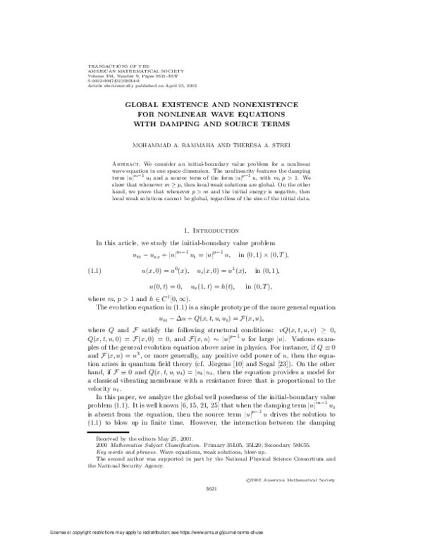 (PDF) On Nonlinear Wave Equations with Damping and Source Terms