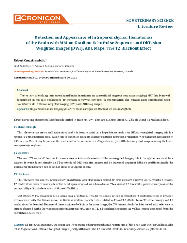 (PDF) Detection and Appearance of Intraparenchymal Hematomas of the ...