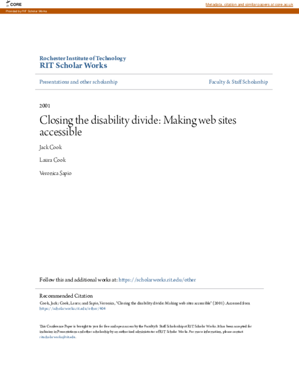 (PDF) Closing the disability divide: Making web sites accessible