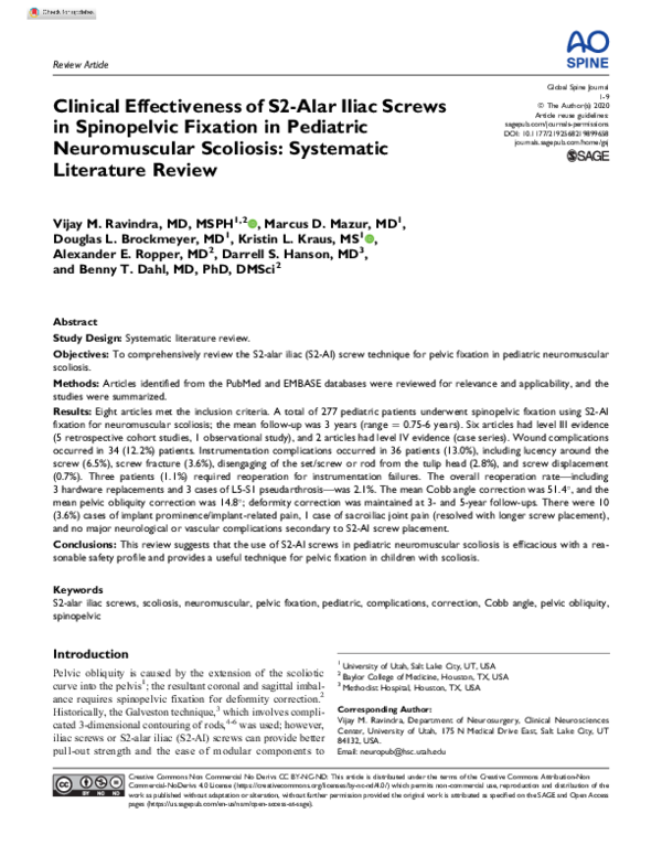(PDF) Clinical Effectiveness of S2-Alar Iliac Screws in Spinopelvic ...