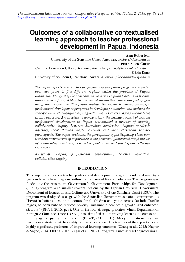 (PDF) Outcomes of a collaborative contextualize learning approach to ...