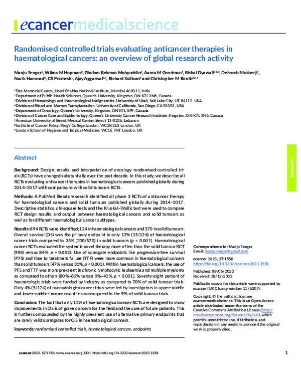 (PDF) Randomised controlled trials evaluating anticancer therapies in ...