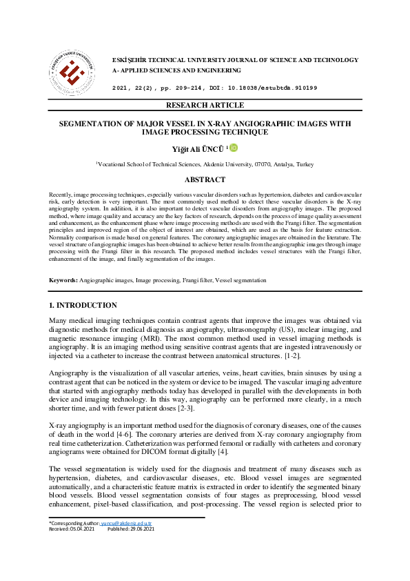 (PDF) SEGMENTATION OF MAJOR VESSEL IN X-RAY ANGIOGRAPHIC IMAGES WITH ...
