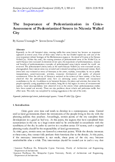 (PDF) The Importance of Pedestrianization in Cities- Assessment of ...