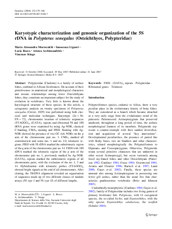 (PDF) Karyotypic characterization and genomic organization of the 5S ...