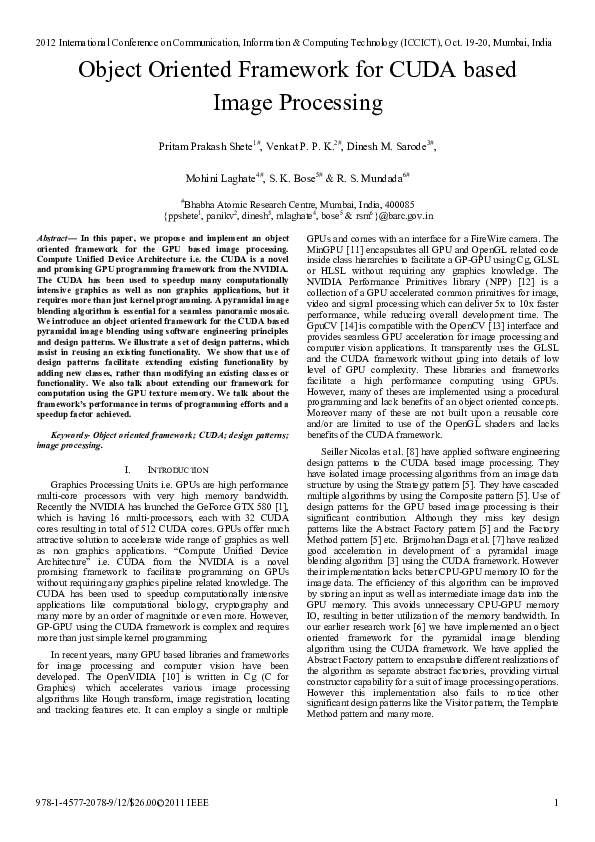 (PDF) Object oriented framework for CUDA based image processing