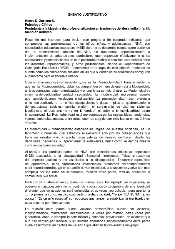 (PDF) ENSAYO JUSTIFICATIVO