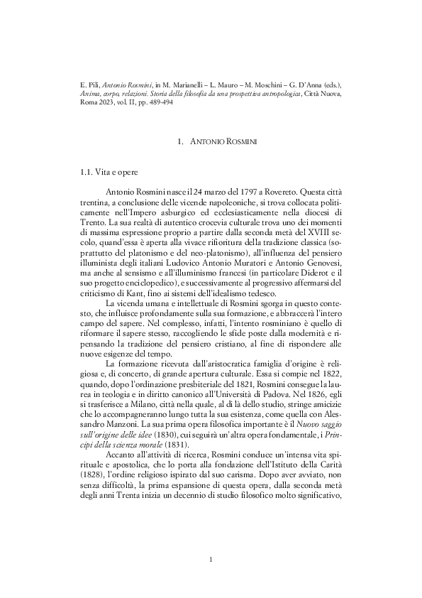 Pdf Antonio Rosmini
