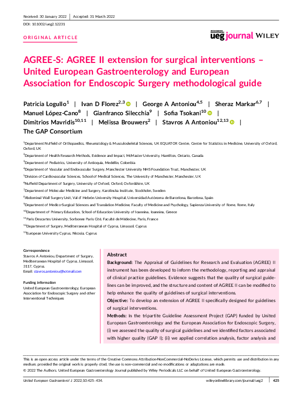 (PDF) AGREE‐S: AGREE II extension for surgical interventions – United ...
