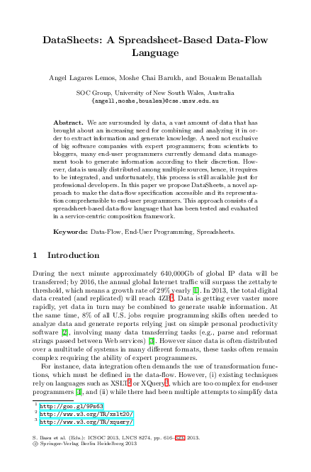 (PDF) DataSheets: A Spreadsheet-Based Data-Flow Language