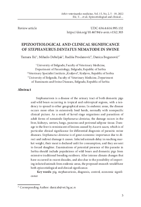 (PDF) Epizootiological and Clinical Significance of Stephanurus ...