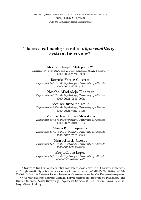 (PDF) Theoretical background of high sensitivity ‒ systematic review